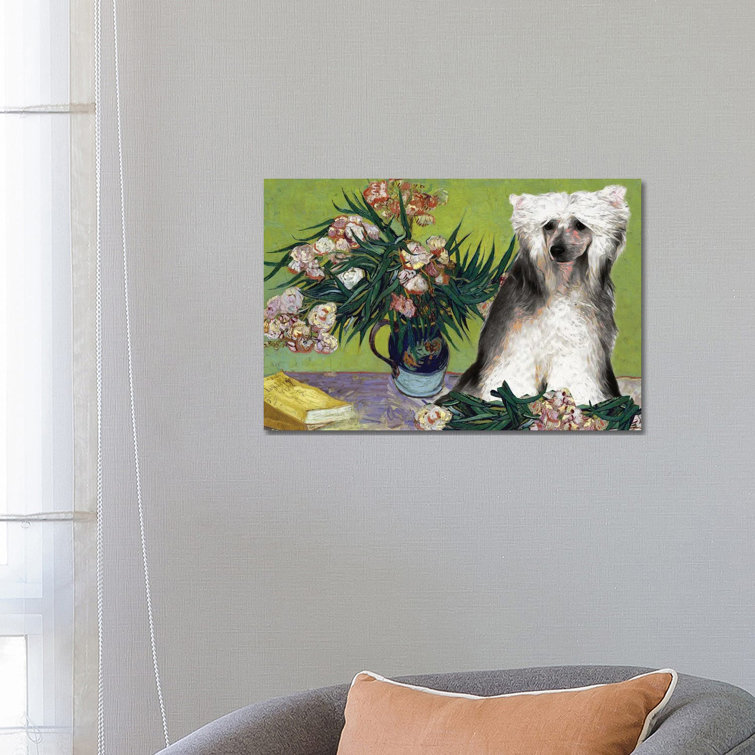 ClassicLiving Chinese Crested Powder Puff Vase With Oleanders - Wrapped ...