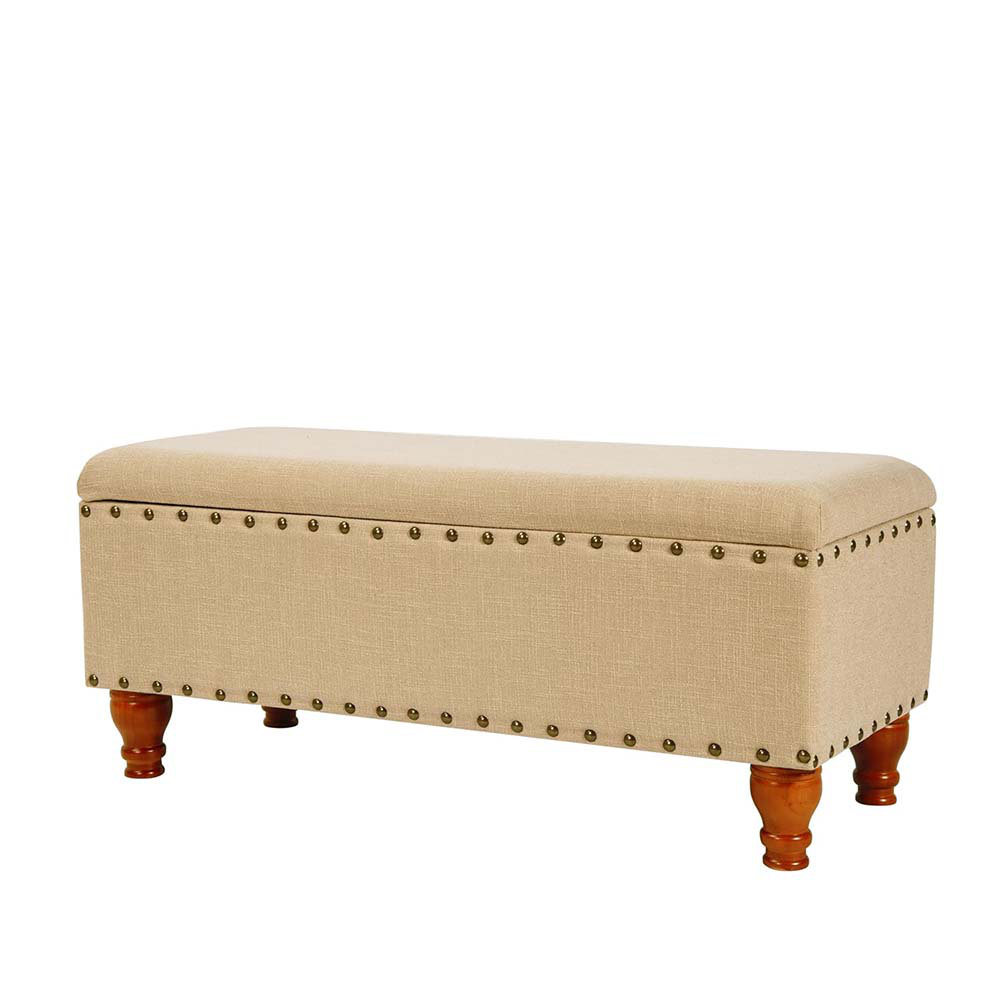 Wildon Home® Large Rectangle Storage Bench With Nail Head Trim - Tan ...