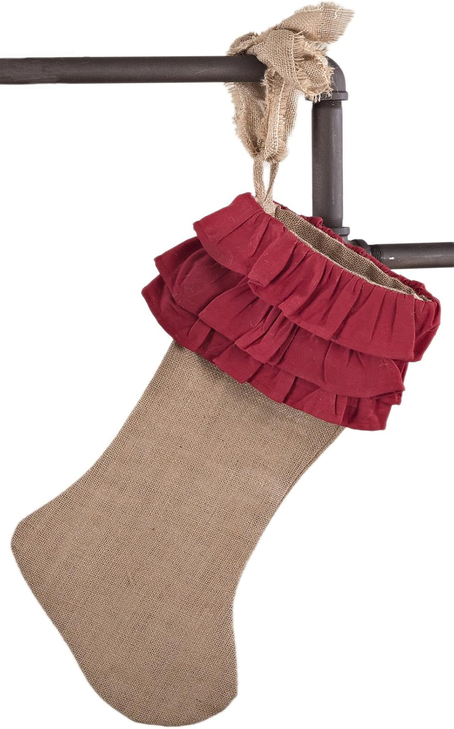 The Holiday Aisle® Ruffled Holiday Design Burlap Christmas Stocking 13 ...