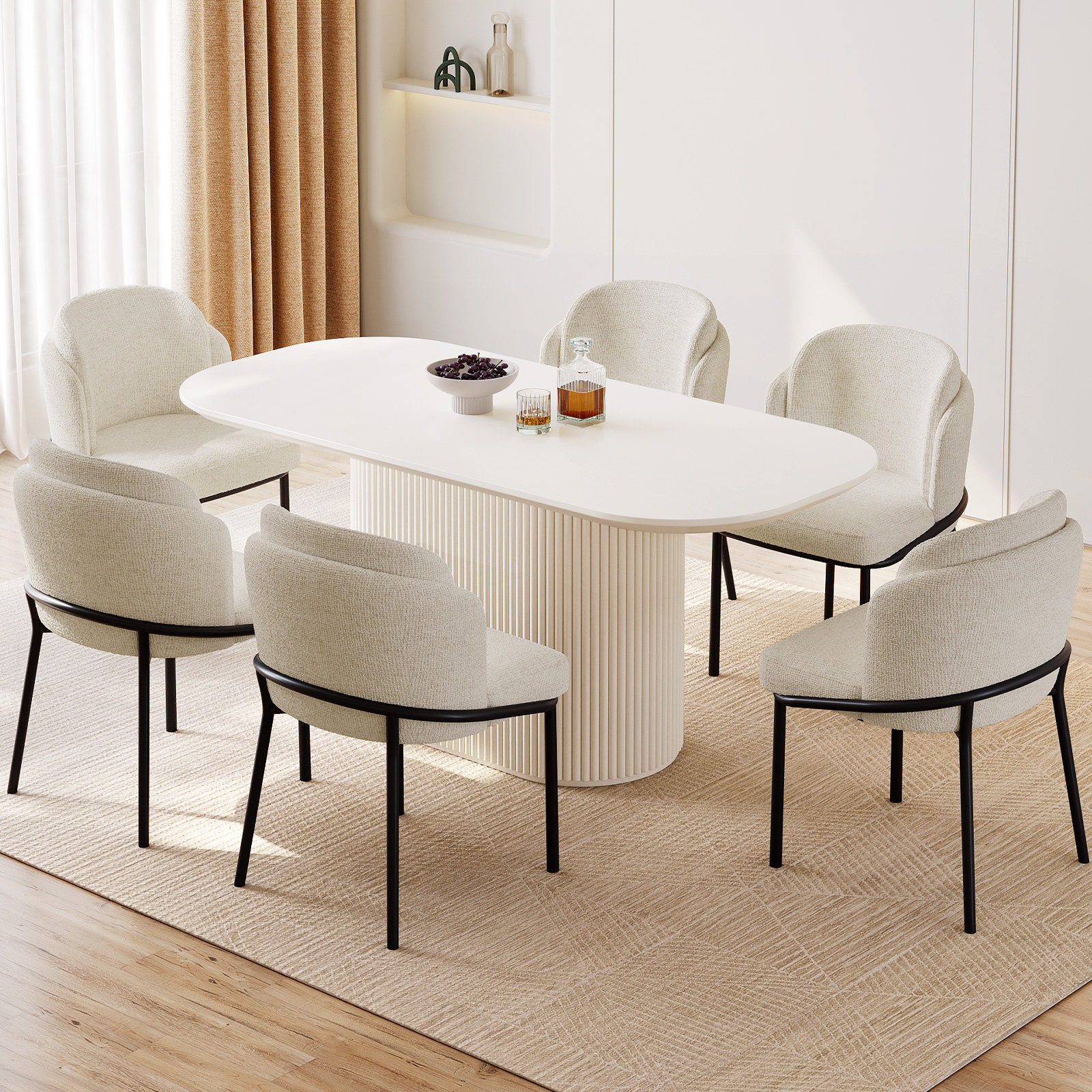 Corrigan Studio® White Dining Table Set,Modern Dining Room Table With ...