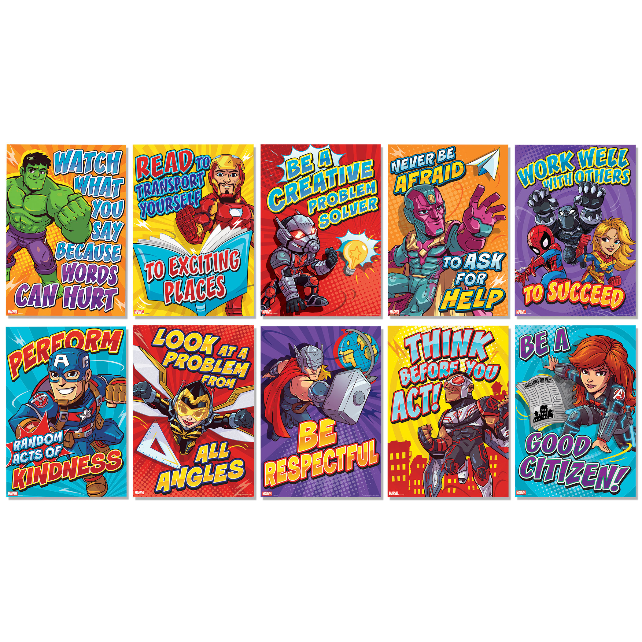 Eureka Classroom Marvel Motivational Poster Set Bulletin Board Set ...