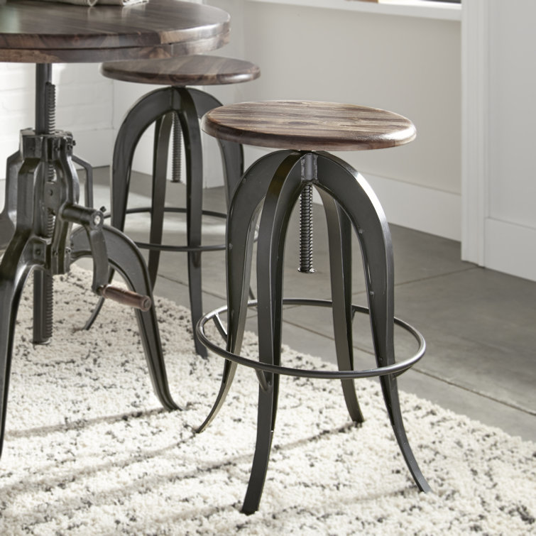 17 Stories Grigor Swivel Solid Wood Adjustable Height Stool & Reviews ...