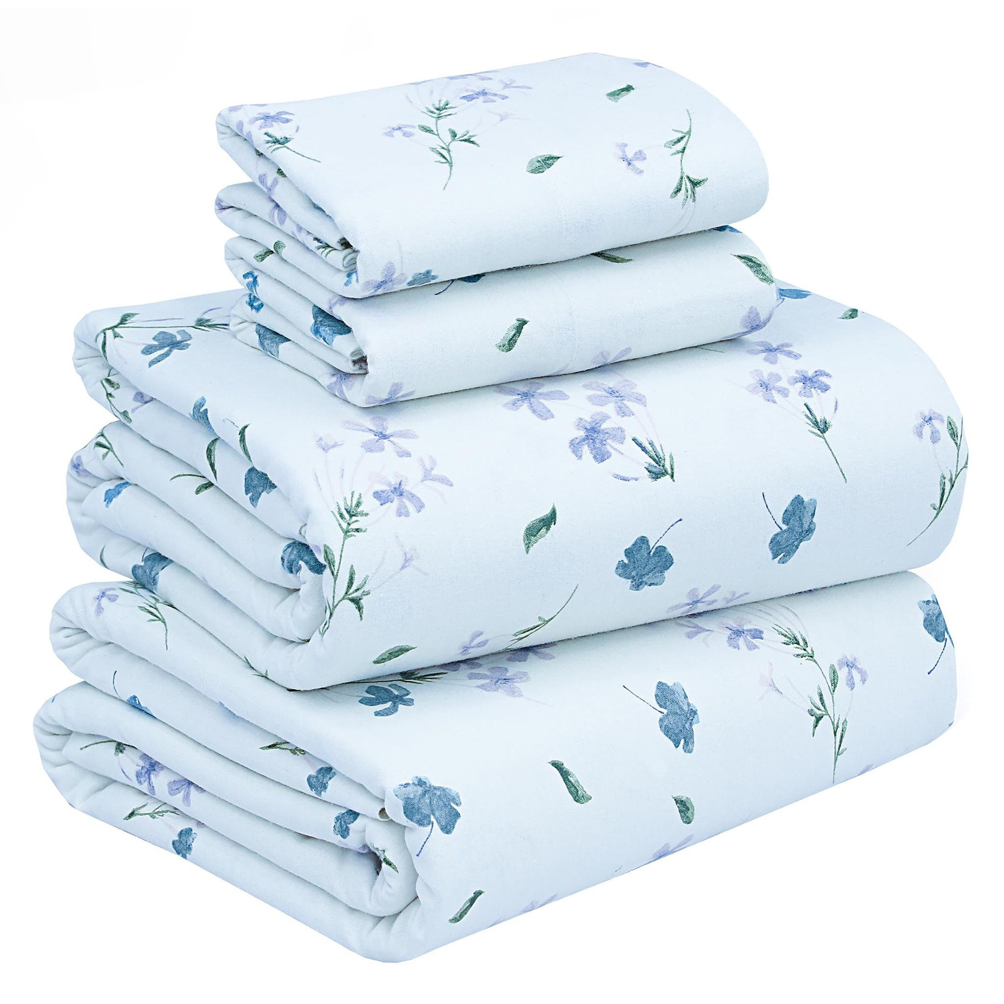 Ruvanti 100% Cotton Flannel Sheet Set 4 Piece Warm Cozy Fall Sheets 16 ...