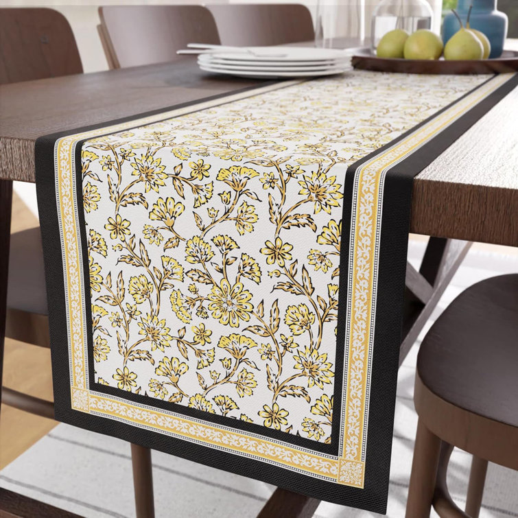 Lark Manor Block Printed Cotton Canvas Table Runner | Wayfair.co.uk