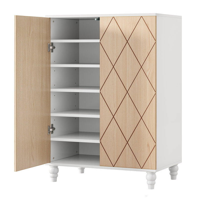 Alcott Hill® 24 Pair Shoe Storage Cabinet with Adjustable Shelves for ...