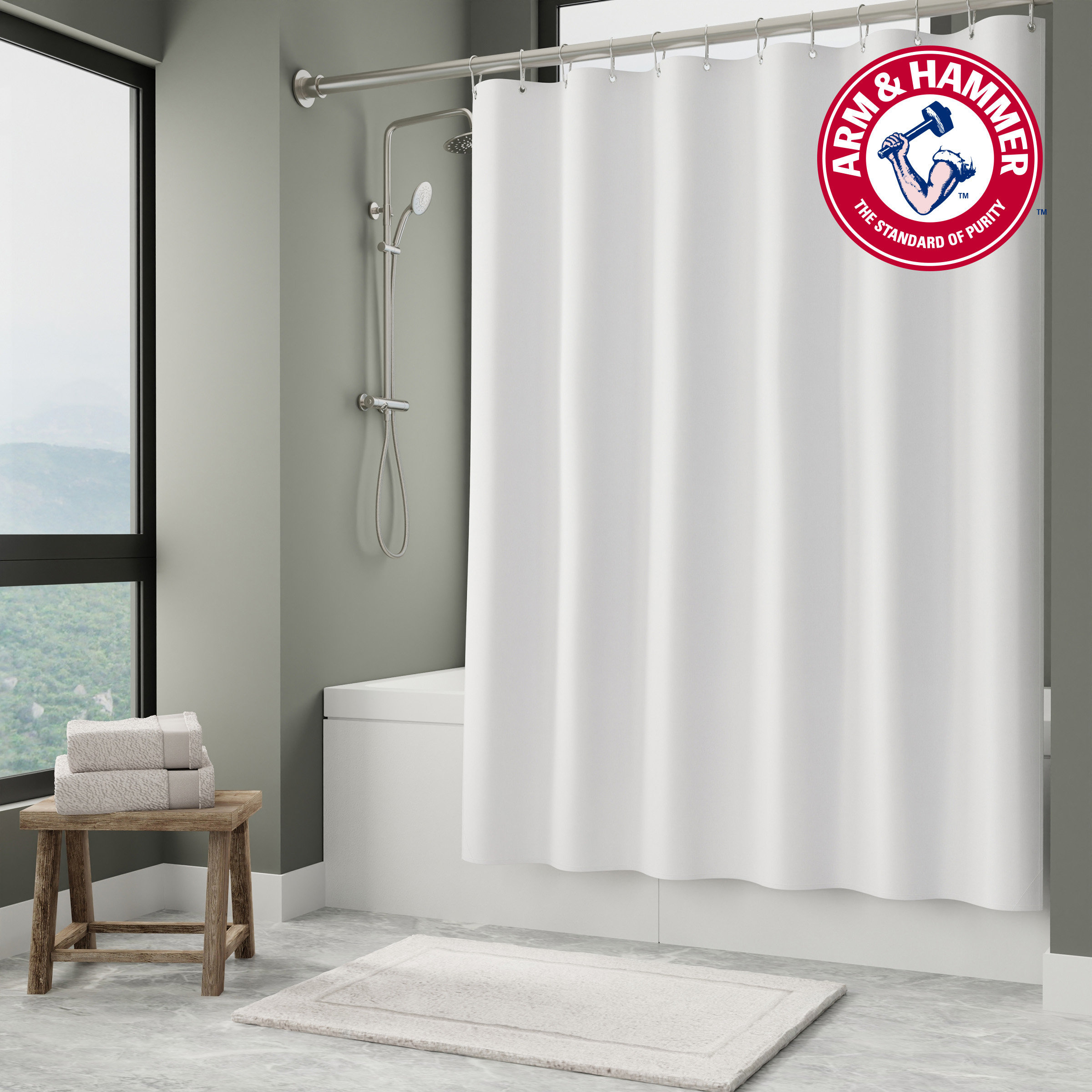 Arm & Hammer Waterproof Fabric Shower/Liner, 70x72 & Reviews | Wayfair