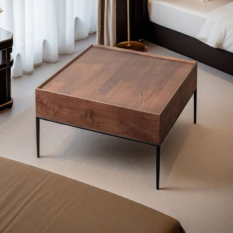 jessica Black Walnut High-end Simple Square Coffee Table Solid Wood Top ...
