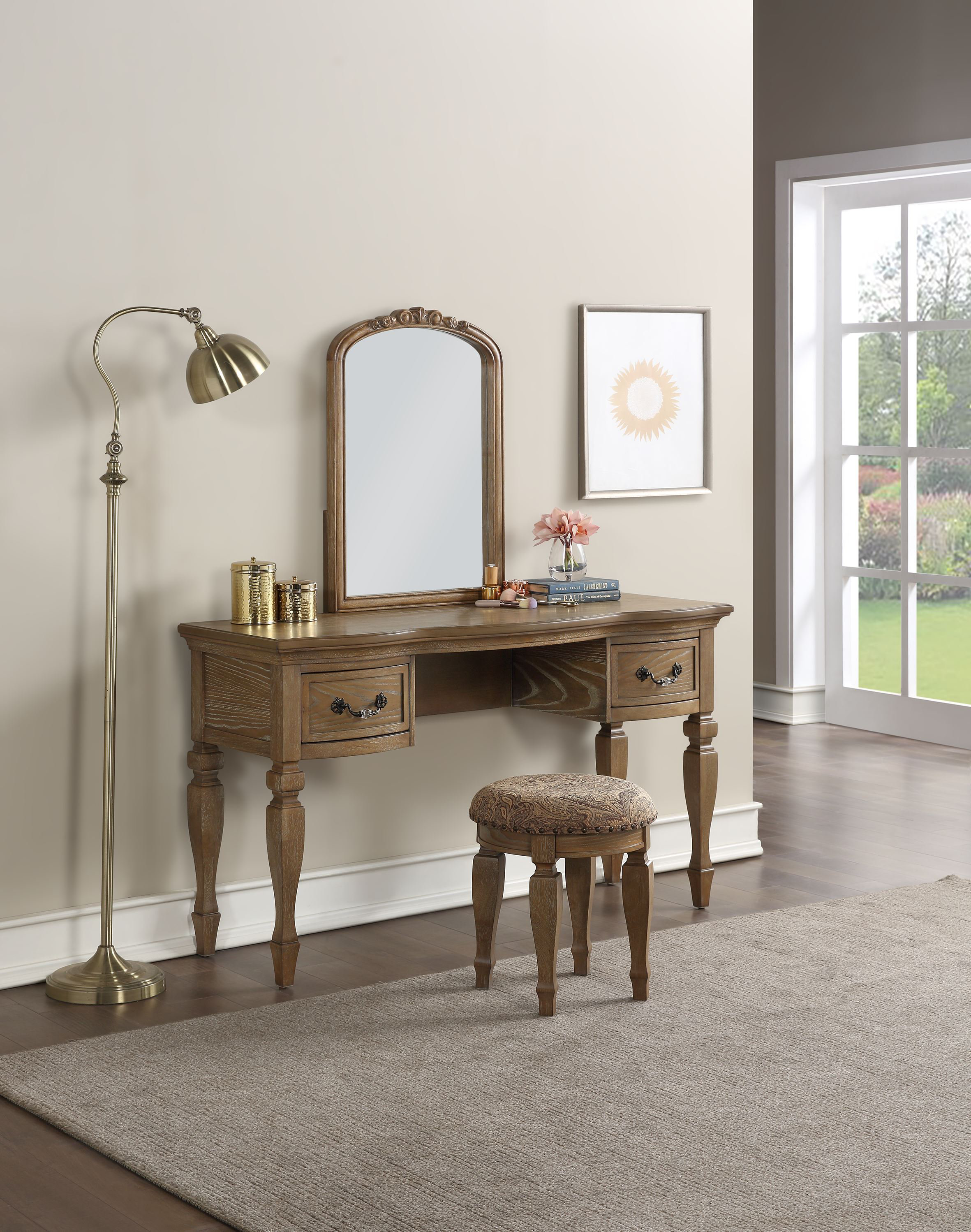 Rosdorf Park Hanning Vanity Set with Stool and Mirror | Wayfair