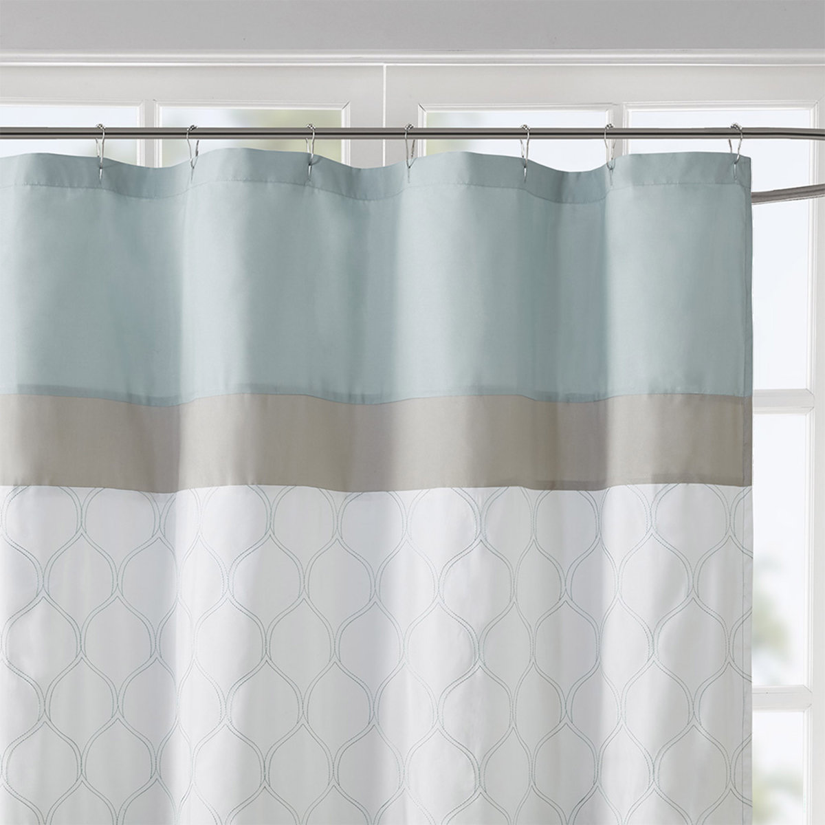 Charlton Home® Keller Printed and Embroidered Single Shower Curtain ...