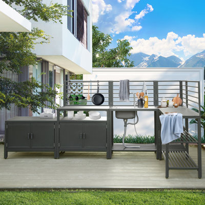 domi outdoor living Domi Louvered 130.7'' W 2 Modular Outdoor Kitchen ...