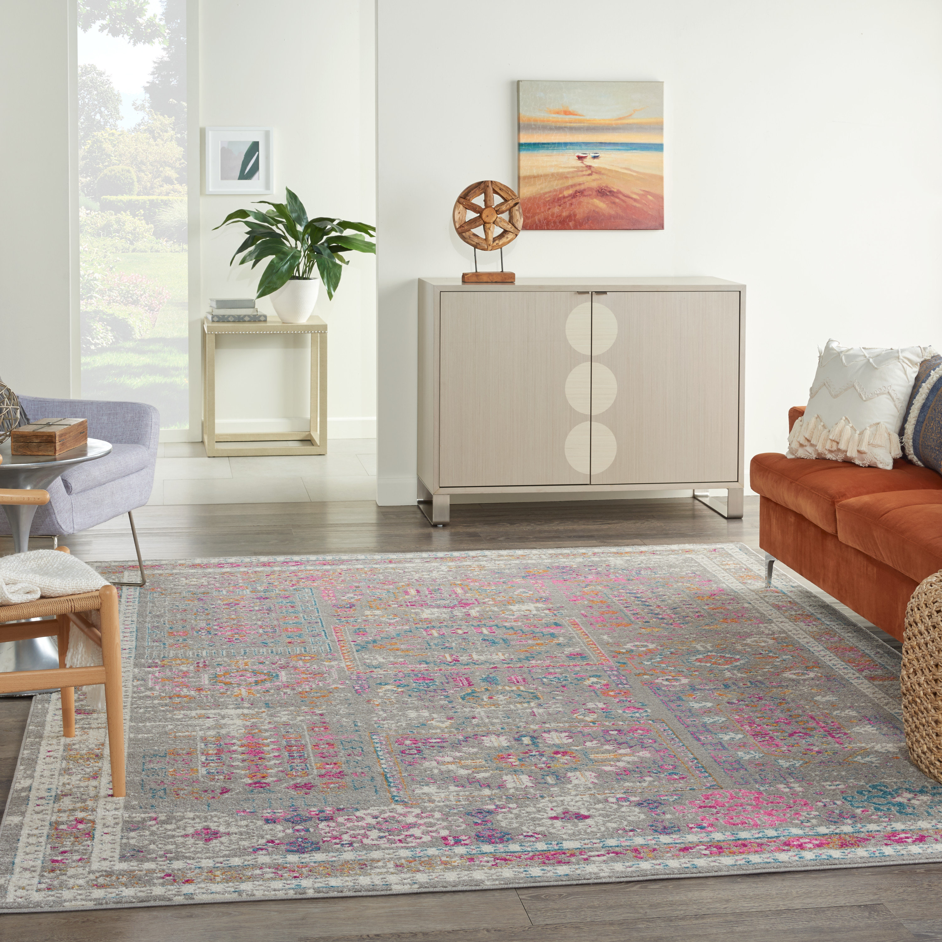 Langley Street® Verda Oriental Pink/Blue/Orange Area Rug & Reviews ...