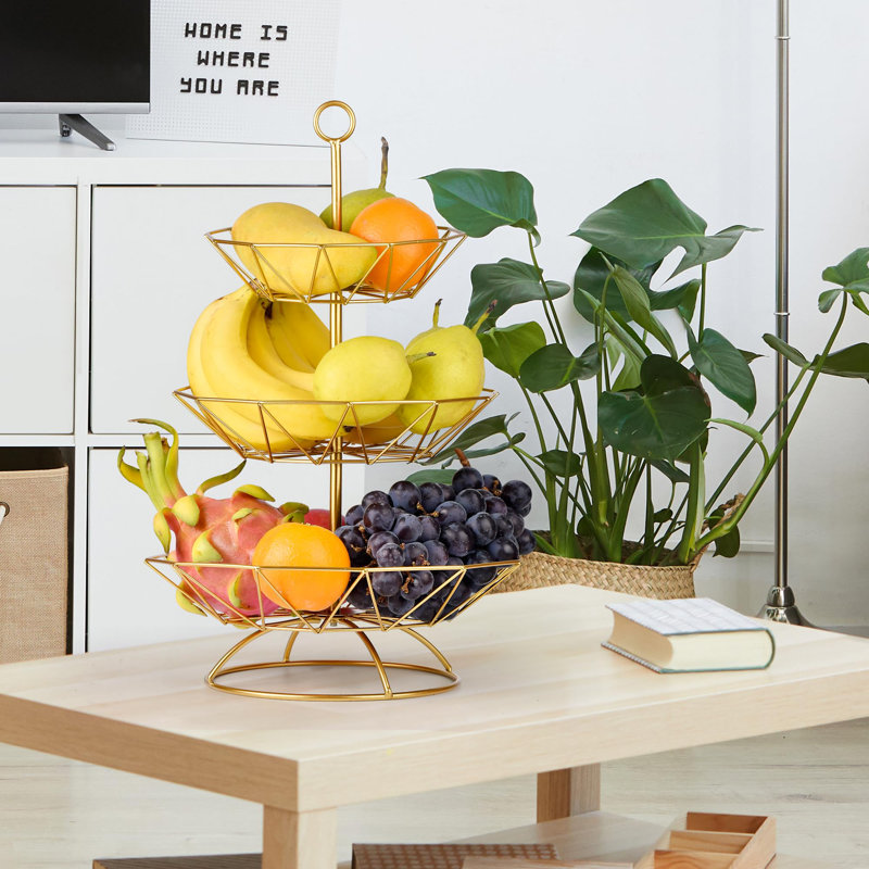 Everly Quinn 3-Tier Metal Fruit Basket Bowl Countertop | Wayfair