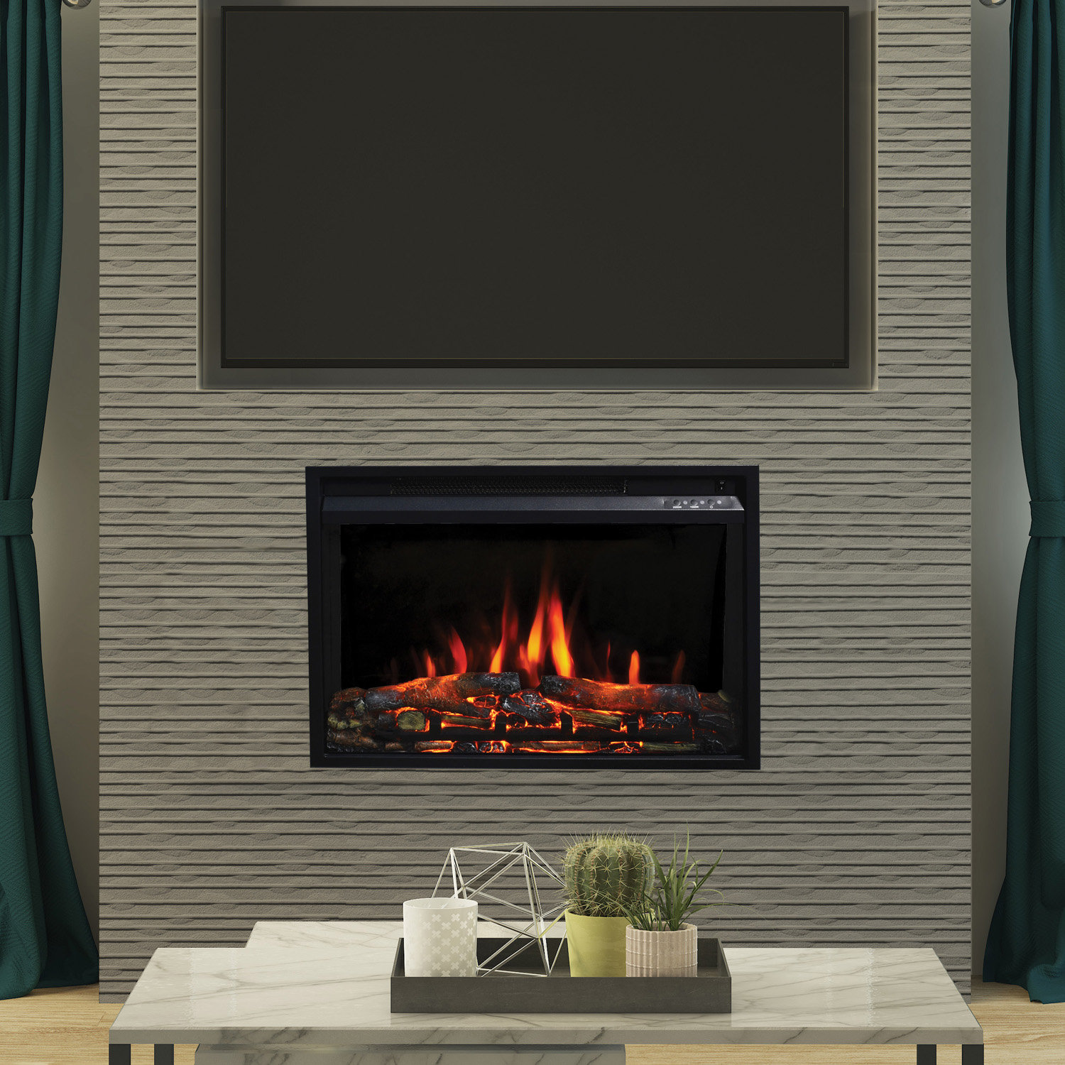 Flare Rodwell 22” Inset Wall Mounted Electric Fire | Wayfair.co.uk