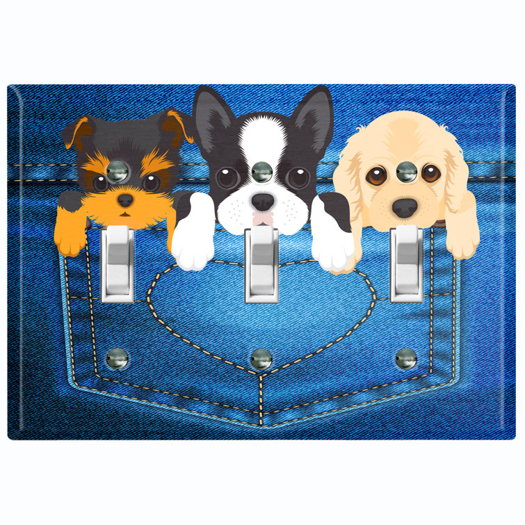 WorldAcc Metal Light Switch Plate Outlet Cover (Cute Puppy Dog Boston ...