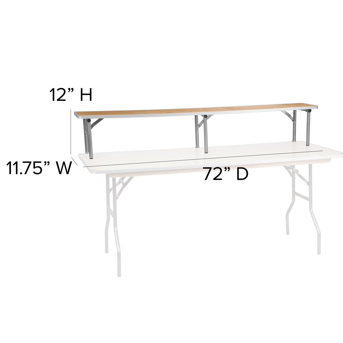 Ebern Designs Brandl Birchwood Bar Top Riser with Folding Silver Legs ...