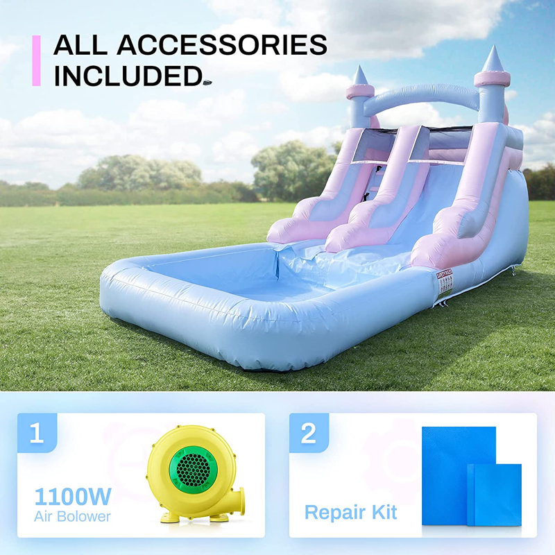 Connsann 21' x 9' Commercial Water Slide and Splash Pool for Kids with ...