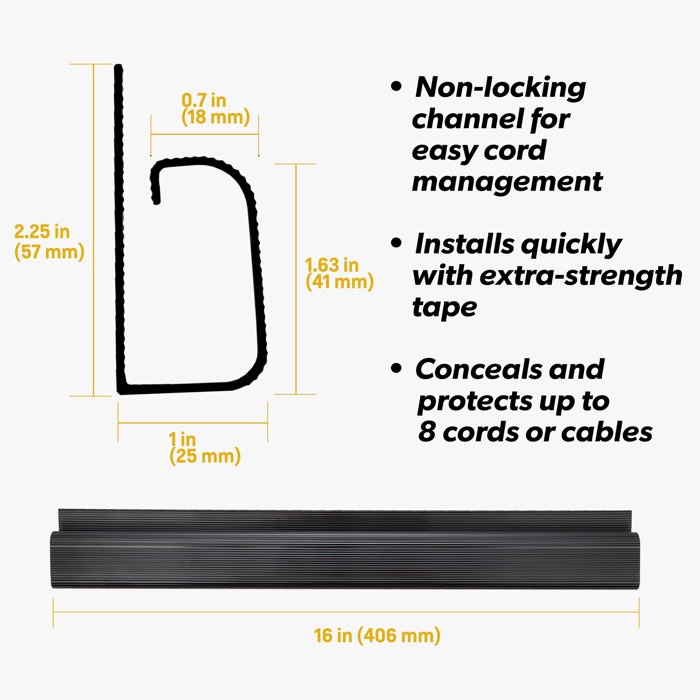 Newton Supply 16-Inch J Channel Raceways - Cable Management Kit for ...