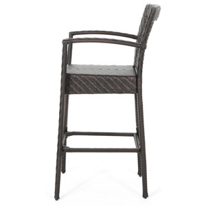 Highland Dunes Gonvick Wicker Outdoor 30'' Bar Stool & Reviews | Wayfair