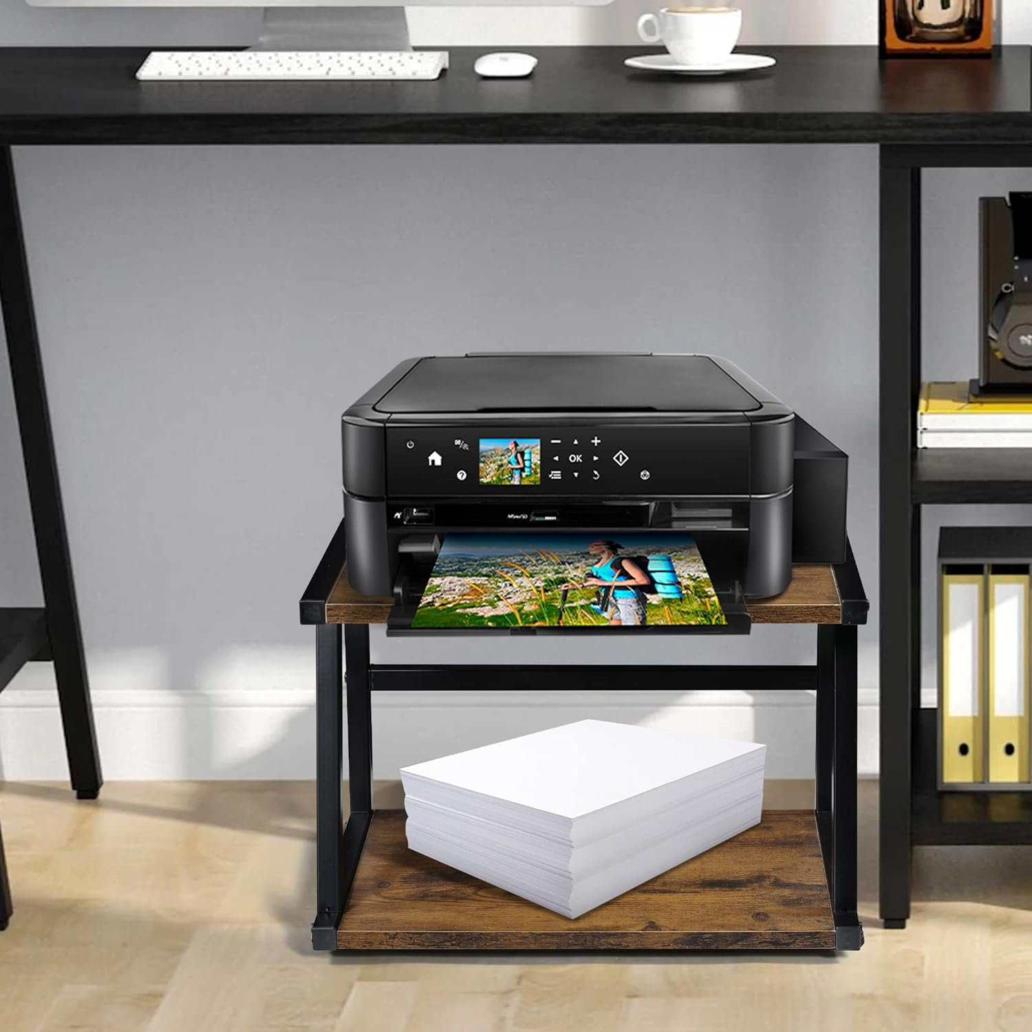 Co-t 2 Tier Desktop Printer Stand With Storage Shelf, Heavy Duty, Ideal ...