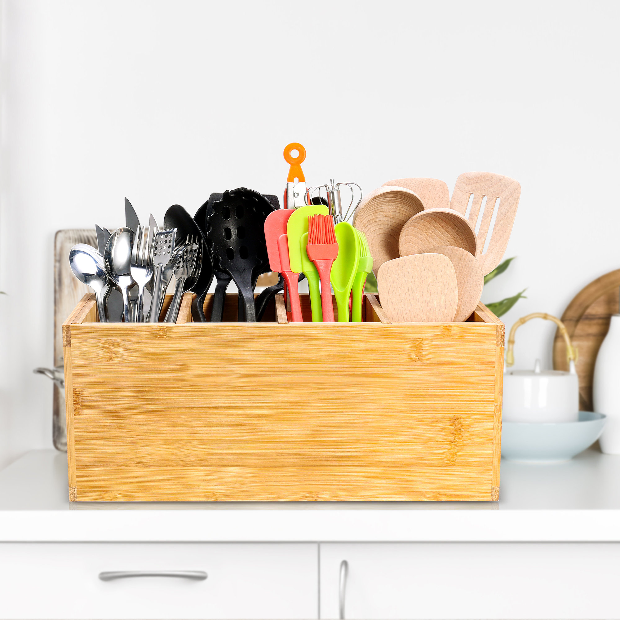 Ackitry Large Tableware Rack, Flatware Caddy, Blade Rack, with 4 ...