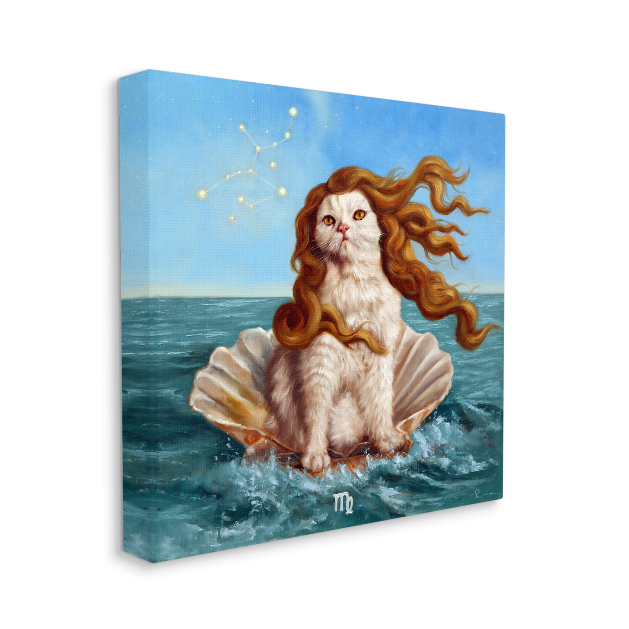 Stupell Industries Cat Ocean Seashell Scorpio Astrological Symbol ...