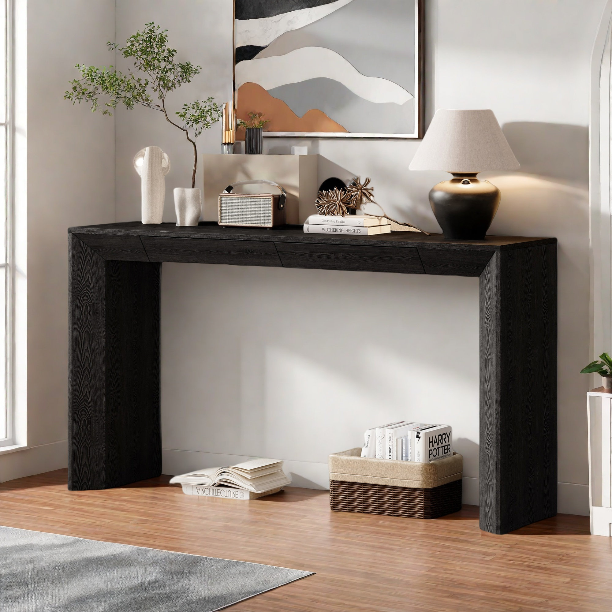 Latitude Run® Modern Farmhouse Console Table With 2 Concealed Drawers ...