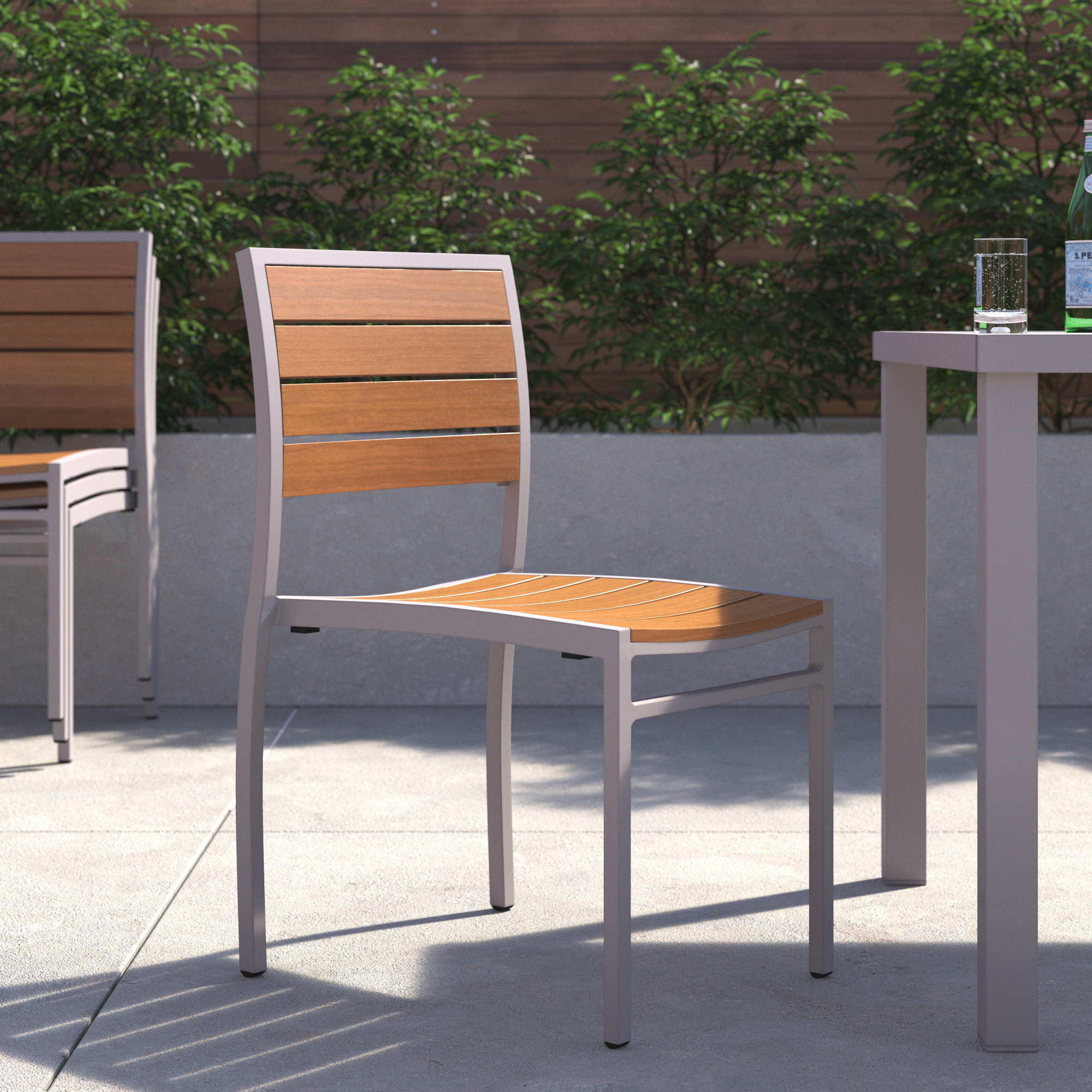 BFM Seating Largo Stacking Teak Restaurant Patio Dining Chair & Reviews ...