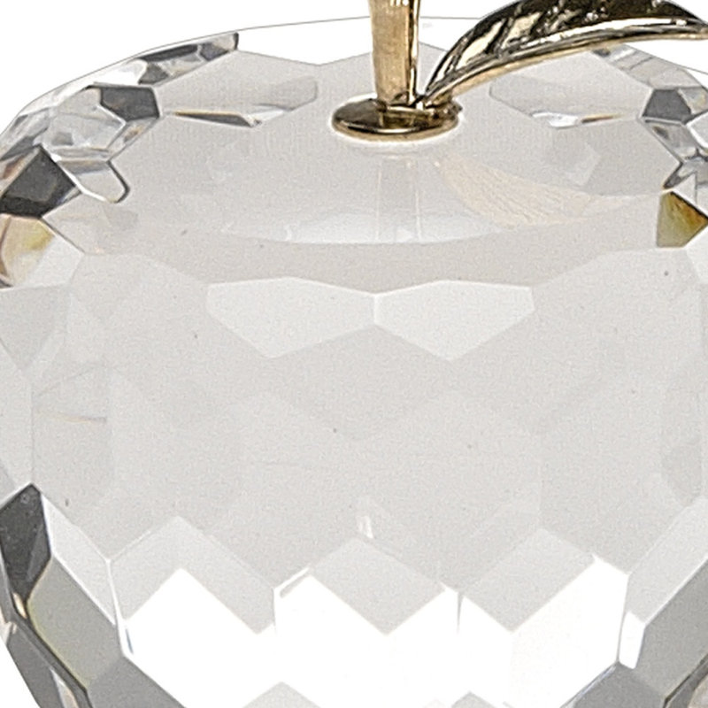 Latitude Run® Caely 3" Clear and Gold Crystal Apple Tabletop Sculpture ...