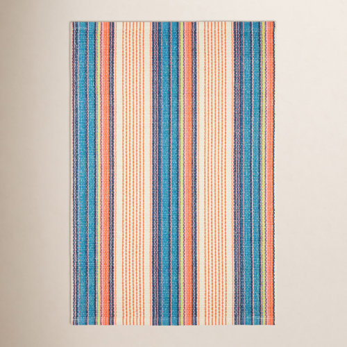 Sloane Stripe Sunset Handwoven Cotton Rug | Birch Lane