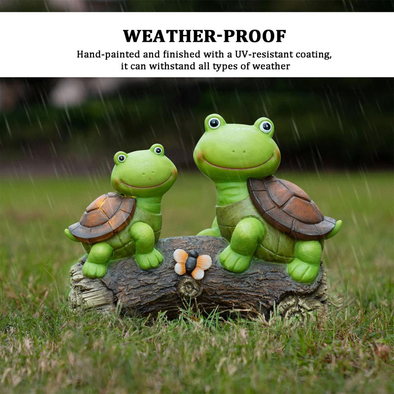 Trinx 10" Garden Statue Turtles Figurine-Cute Frog Face Turtles Resin ...