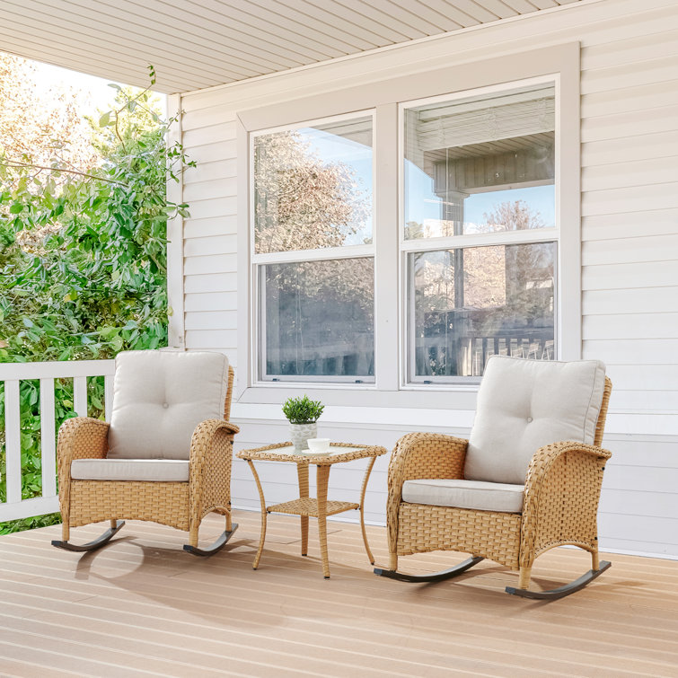 Winston Porter Aluel 2 - Person Rocking Chairs and Side Table Seating ...