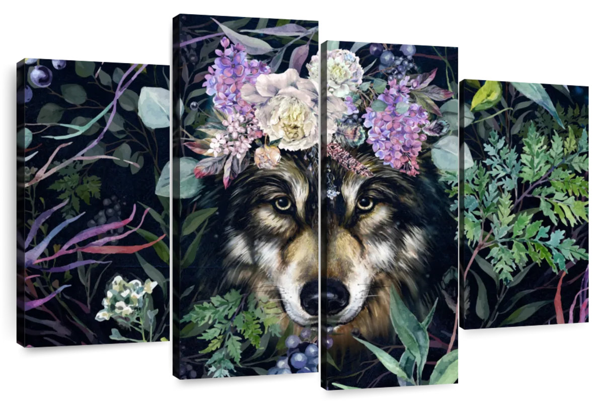 Ebern Designs Forest Wolf Floral Crown | Wayfair