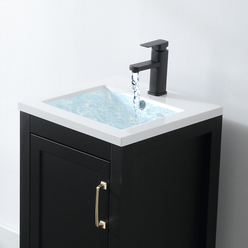 Lark Manor™ Wimer 18'' Small Bathroom Vanity with Ceramic Sink Top ...