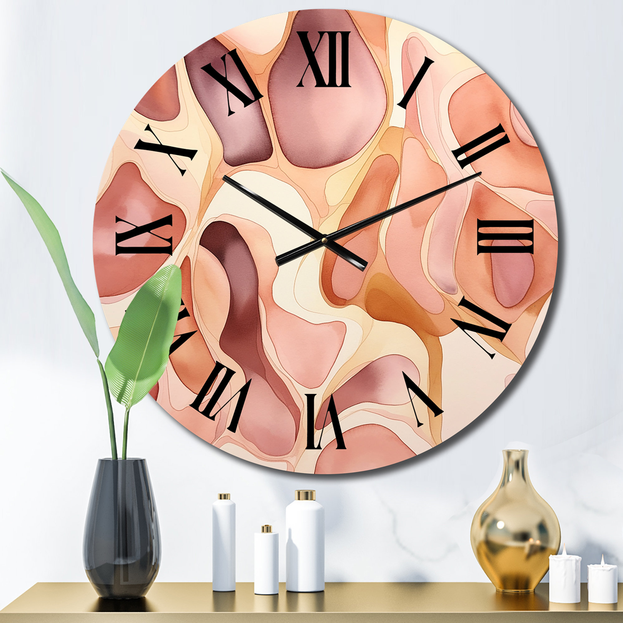 Design Art Nutshell Abstractions Abstract Watercolor V Metal Wall Clock ...