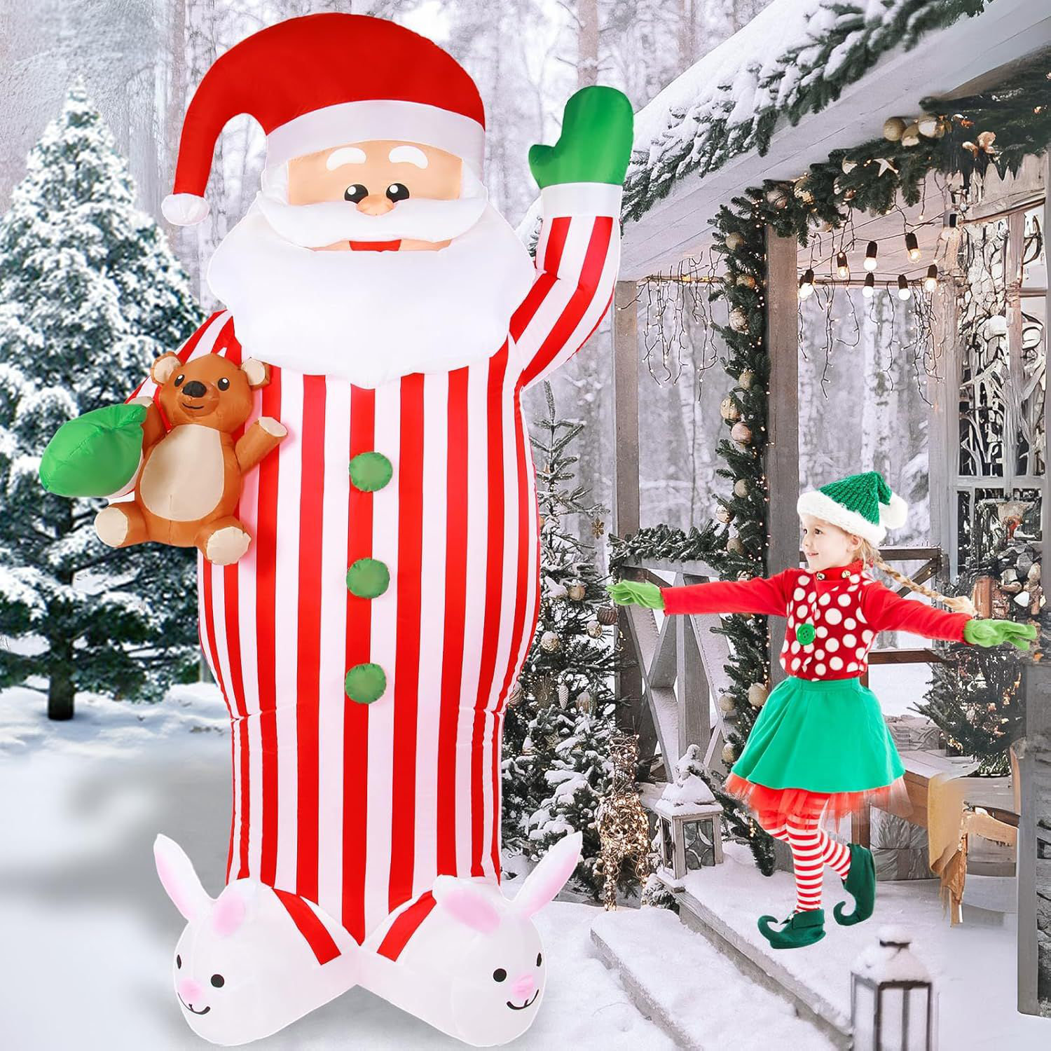 The Holiday Aisle® Christmas Inflatable Santa Claus Outdoor Decorations ...