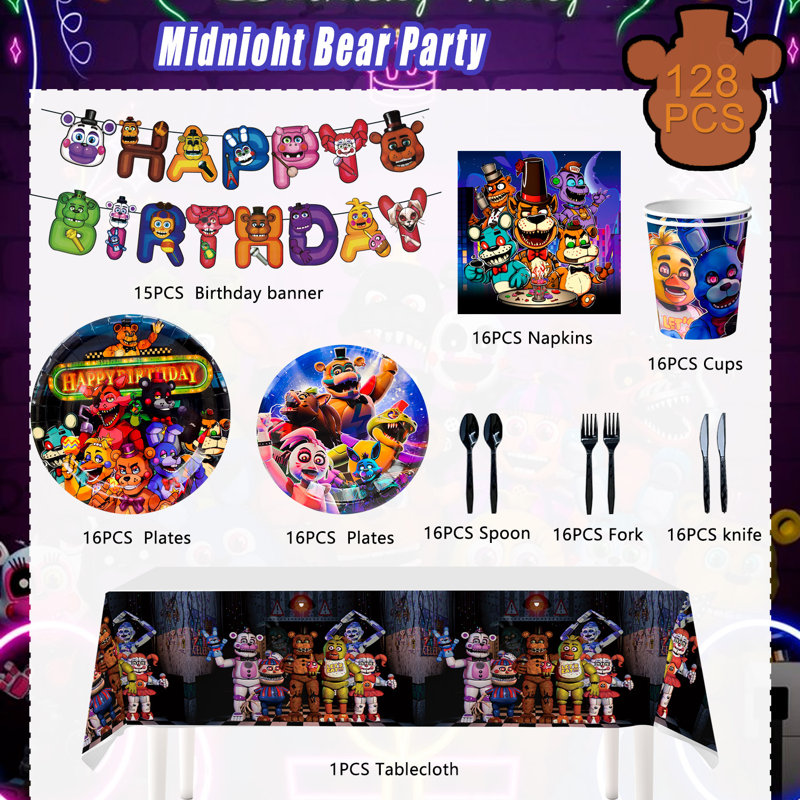 Dakota Fields Fnaf Birthday Party Supplies, 128pcs Five Nights at ...