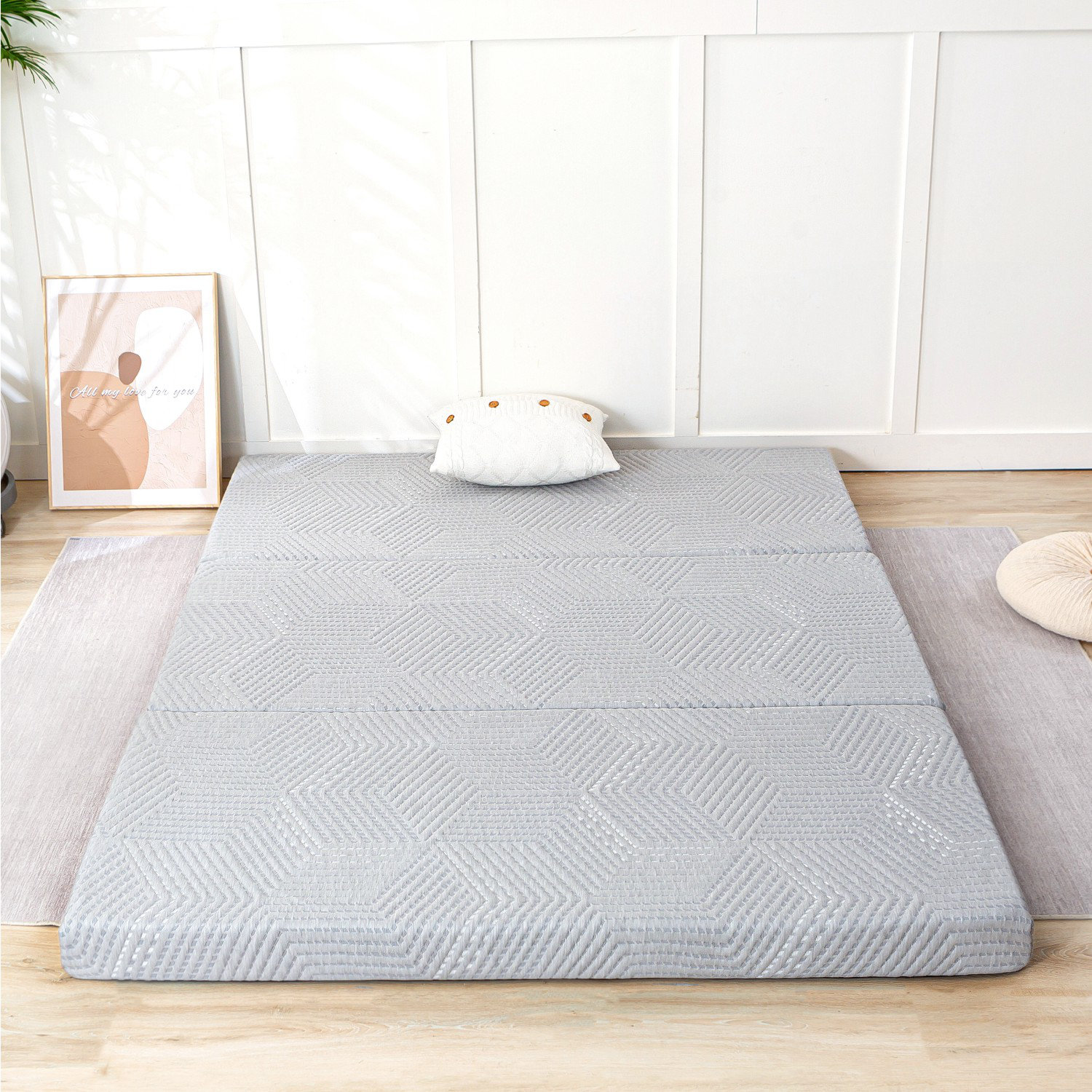 Alwyn Home 4" Tri-Fold Memory Foam Mattress, Folding Mattress With ...