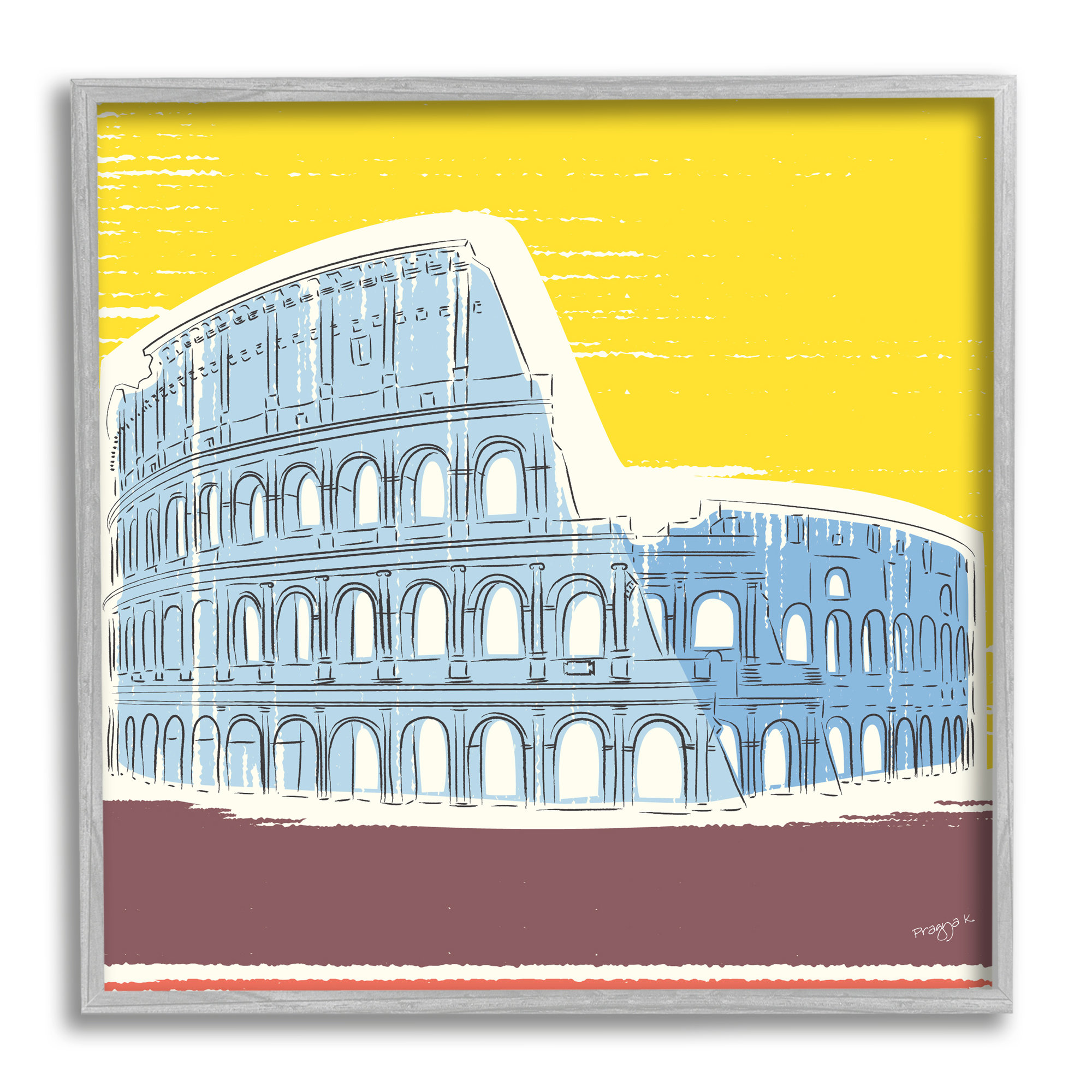 Stupell Industries Modern Colosseum Building Framed On Wood by Pragya ...