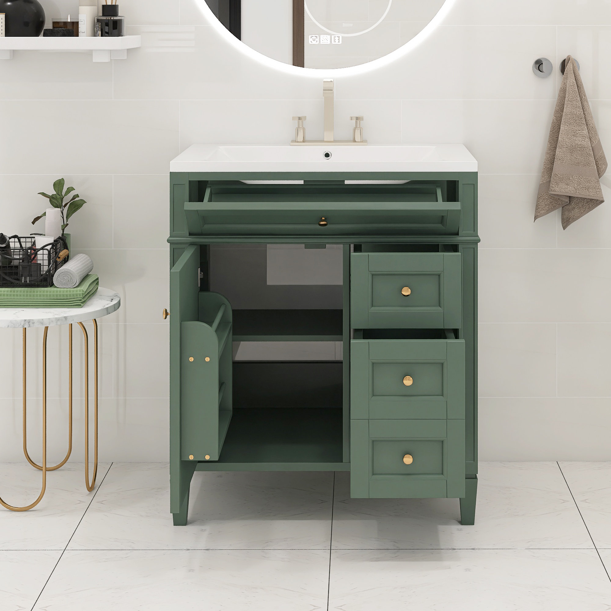 Winston Porter Shilee 30'' Single Bathroom Vanity with Resin Top ...