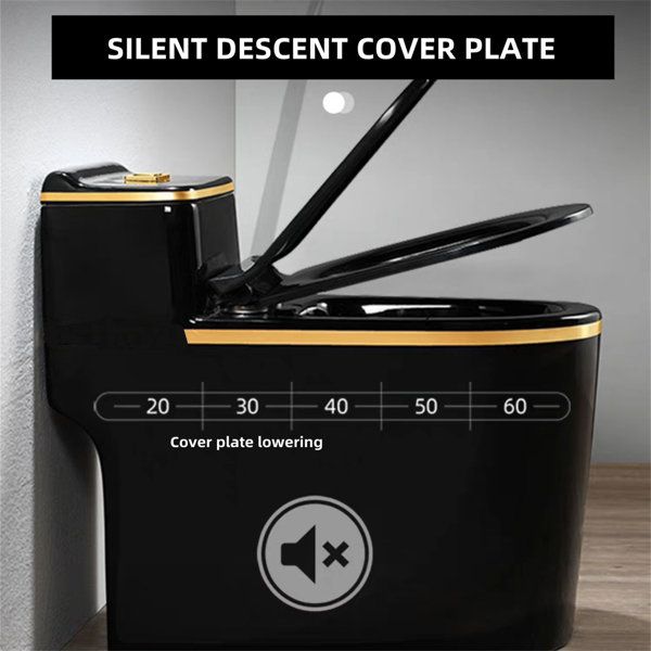 WATERMONY 1.45 Gallons Per Minute GPF Elongated Height One-Piece Black ...