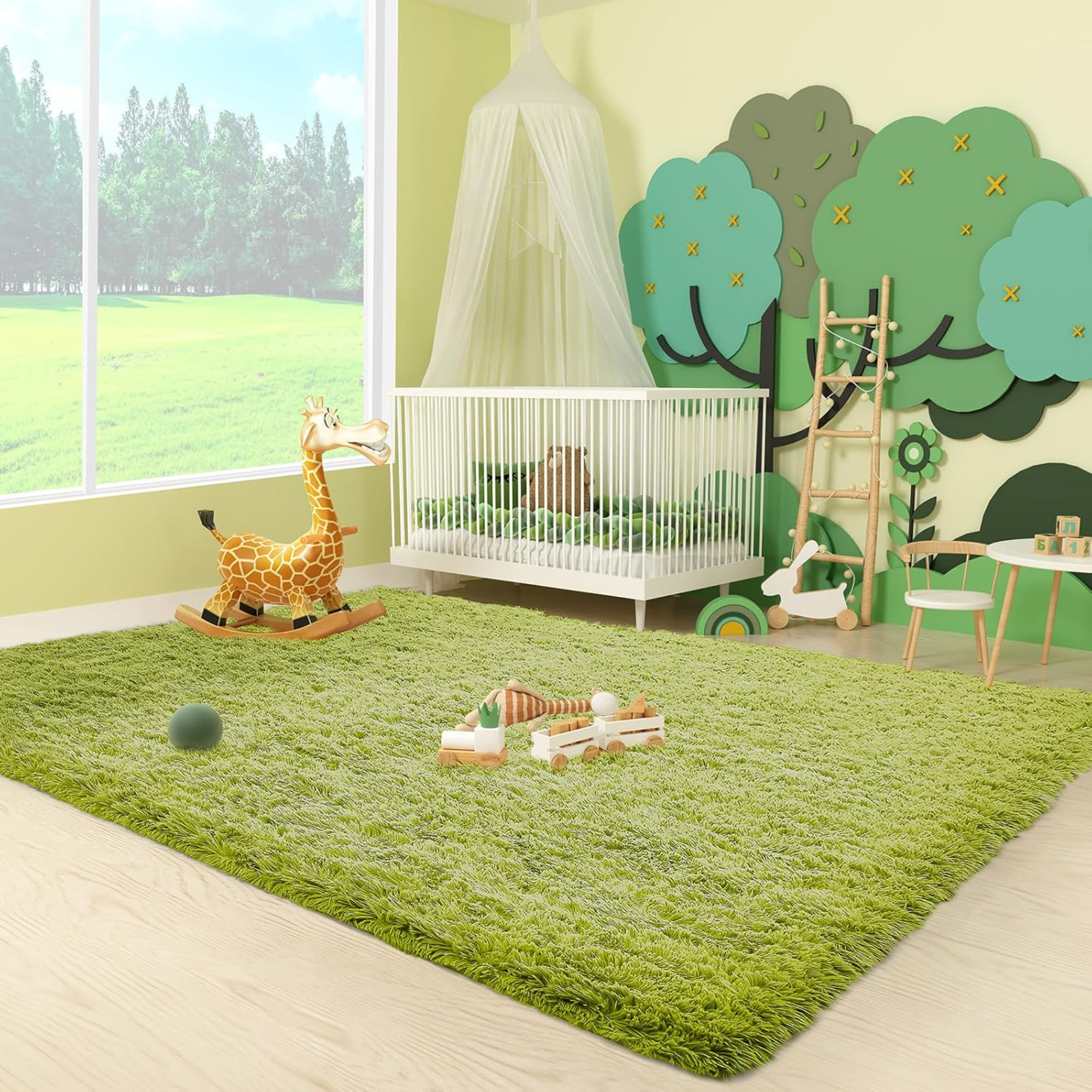 Mercer41 3X5 Green Grass Runner Rug, Bedside Preppy Dorm Area Rug ...