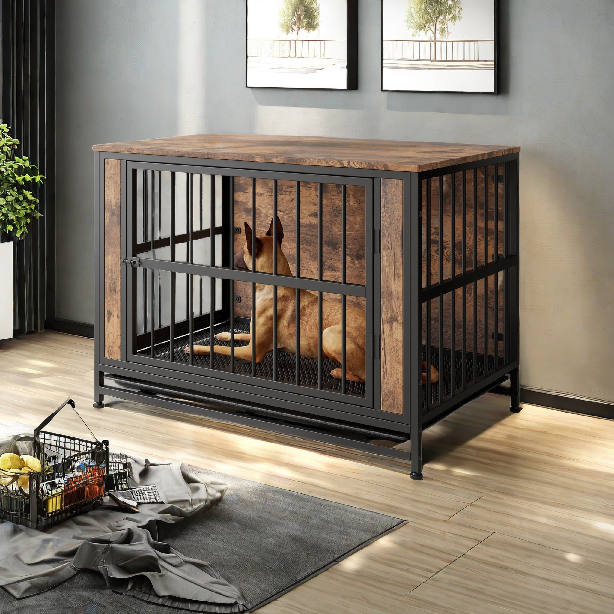 Tucker Murphy Pet™ Dog Crate With 2 Sliding Doors & Thick Iron Frame ...