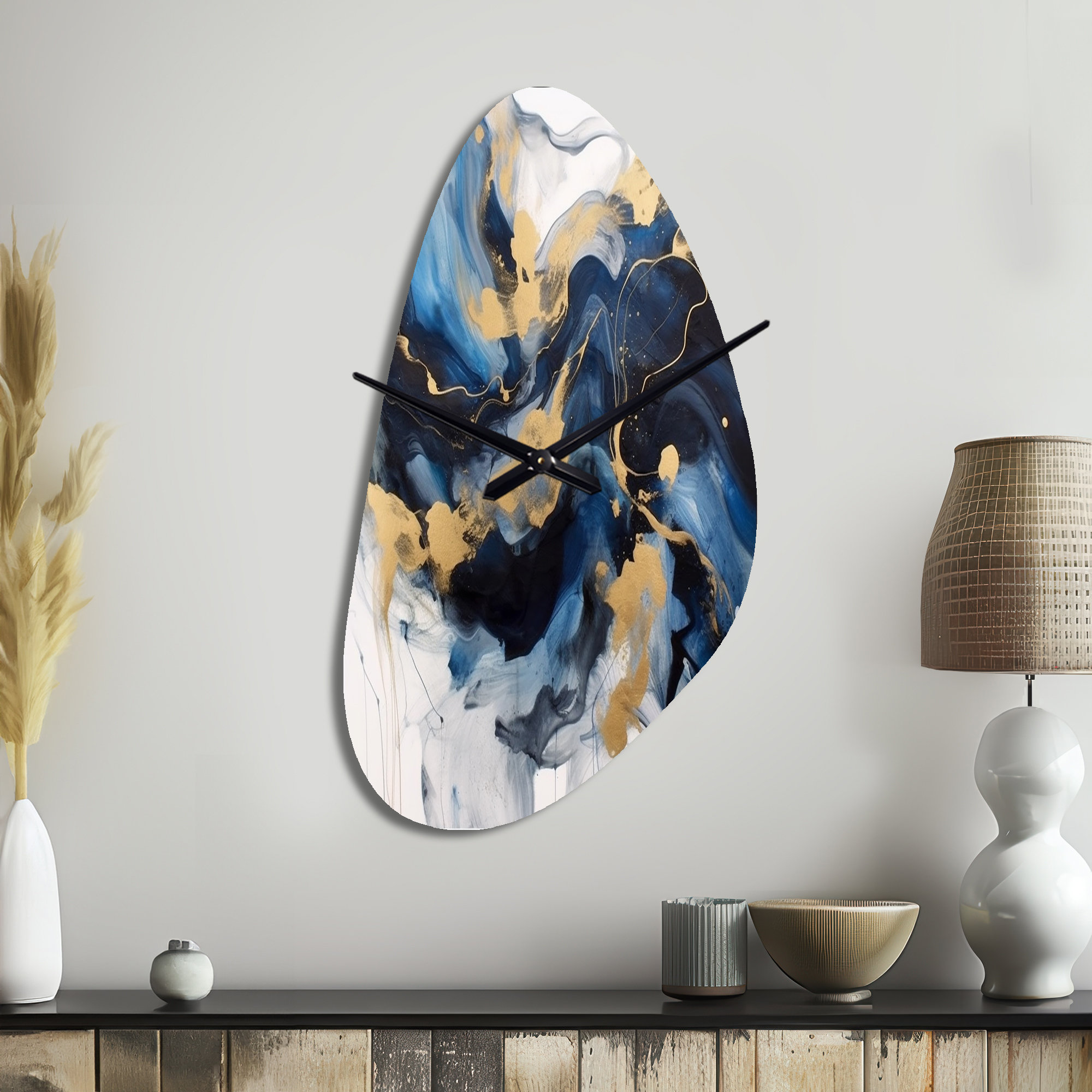 Design Art Dark Blue and Gold Strokes XII - Fractals Irregular Shape ...
