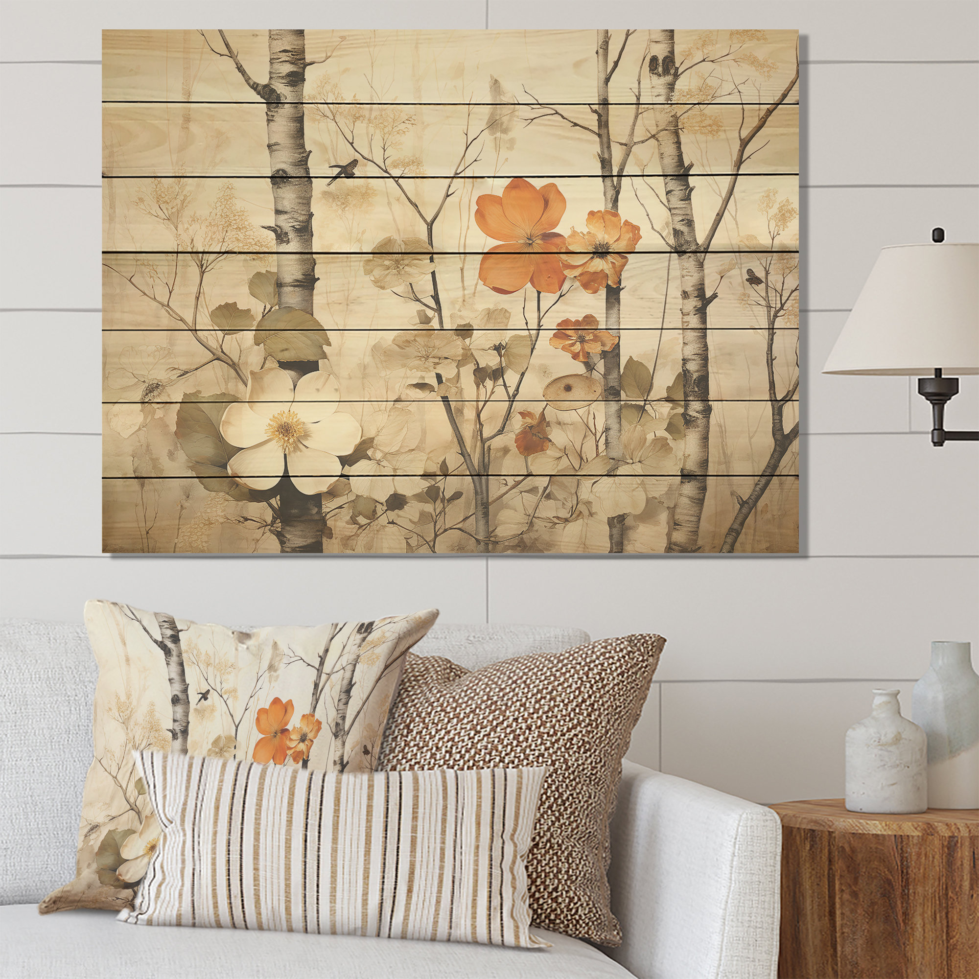Ophelia & Co. Floral Beige And Brown Birch Tree Wood Forest - Tree On ...