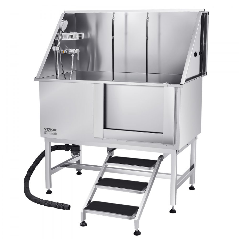VEVOR Dog Grooming Bath Tub Stainless Steel w Stairs Water Filter | Wayfair
