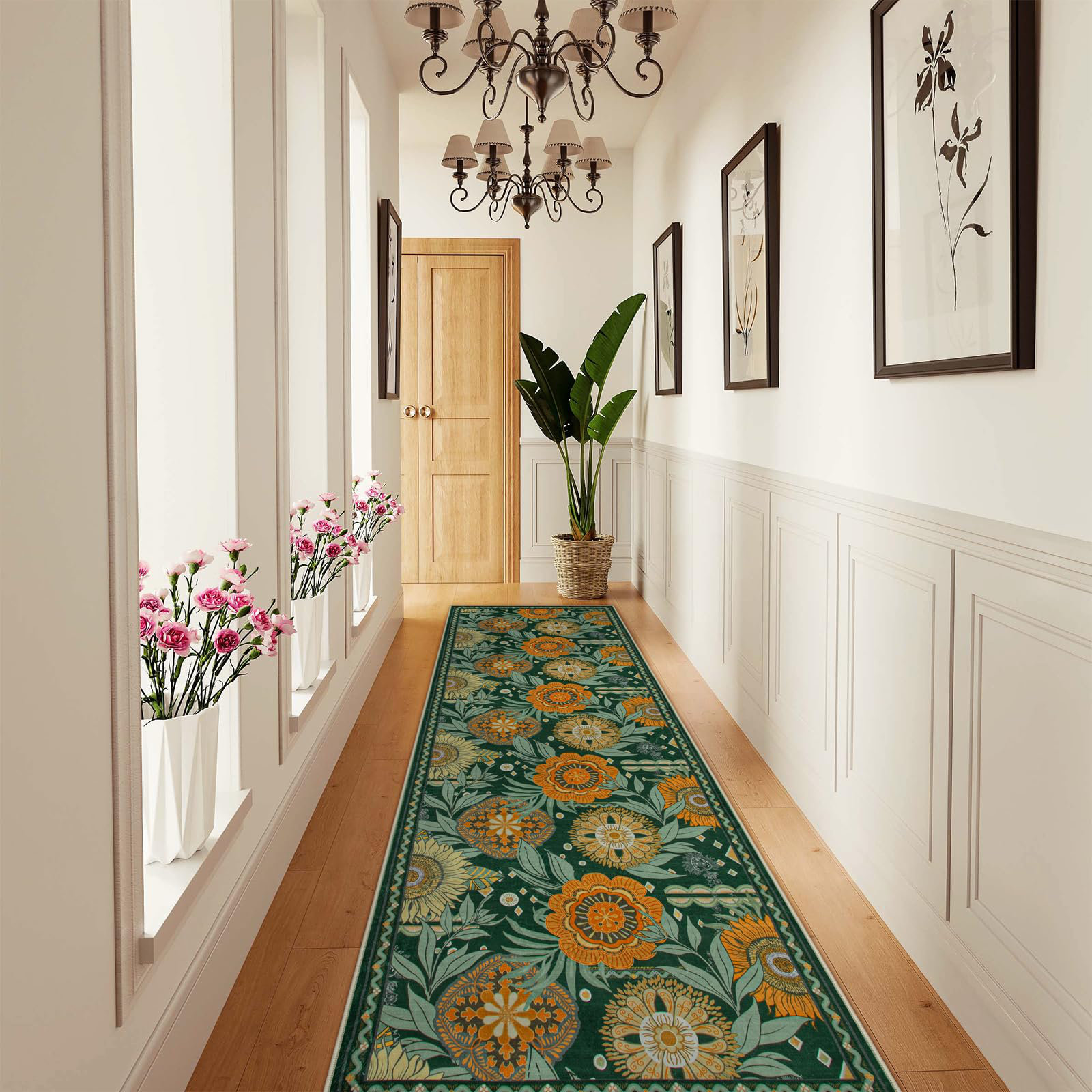 Red Barrel Studio® 2x8 Sunflower Runner Rug for Hallways & Kitchen ...