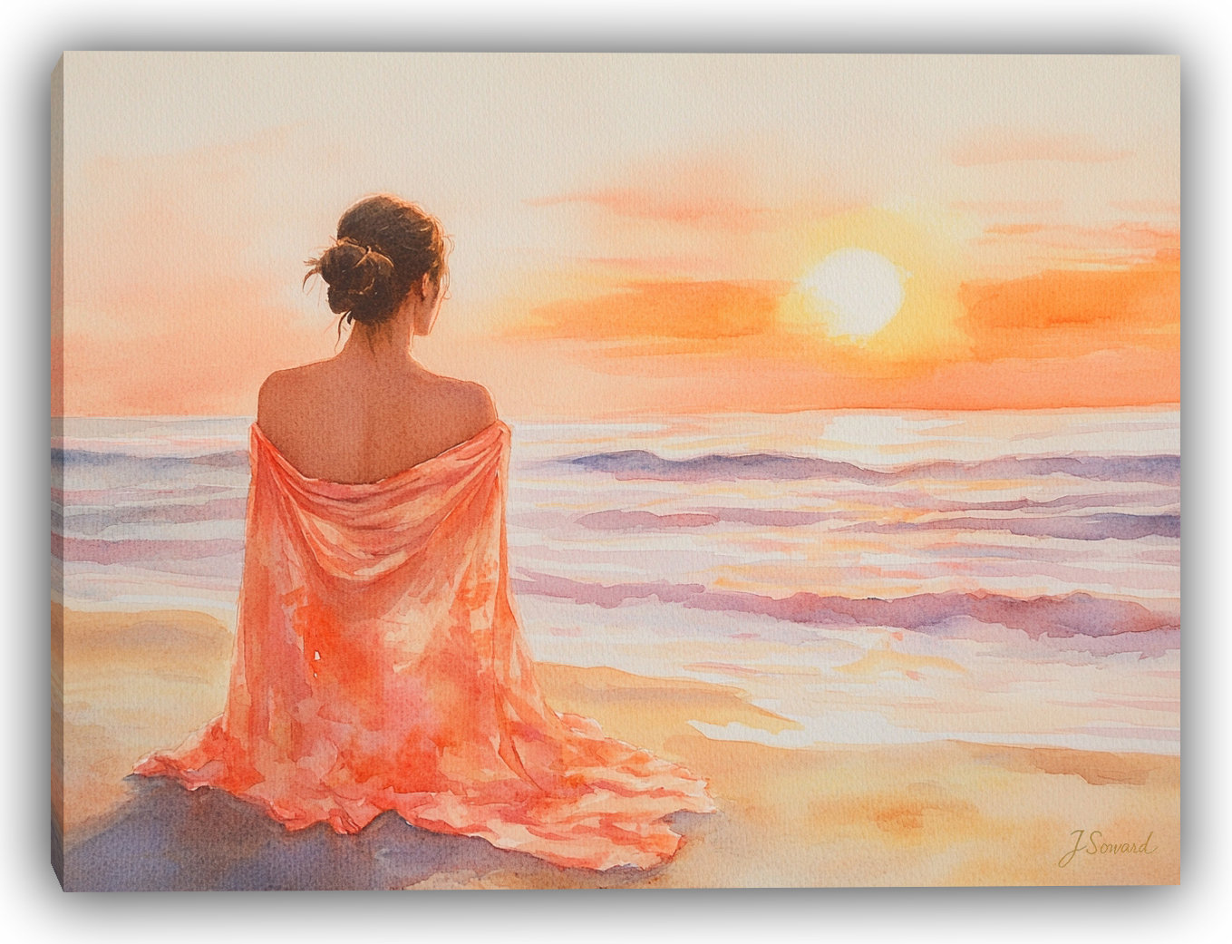 Highland Dunes Silence - Ocean Sunset Serenity Canvas Print | Wayfair