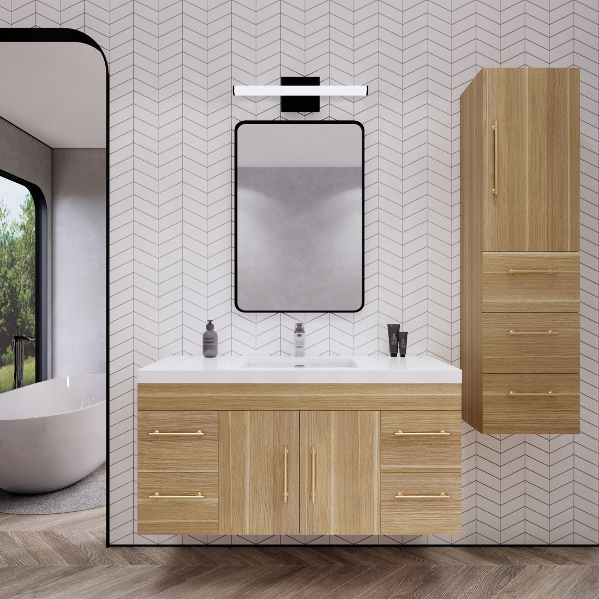 Brayden Studio® Bastos 47" Wall-Mounted Single Bathroom Vanity Set ...