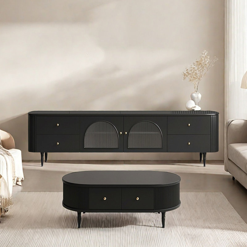 LIZIYE French Retro Style TV Stand and Coffee Table Set | Wayfair