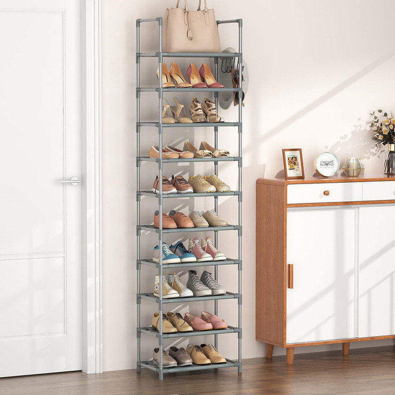 Rebrilliant 10Tiers Tall Shoe Rack,Sturdy Narrow Shoe Shelf for ...